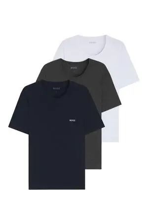BOSS Three-pack Of Logo-embroidered Cotton T-shirts Patterned