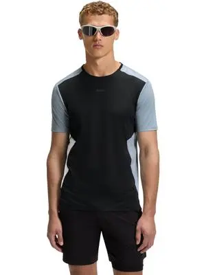 BOSS Active Mesh-jersey T-shirt With Reflective Details - Black