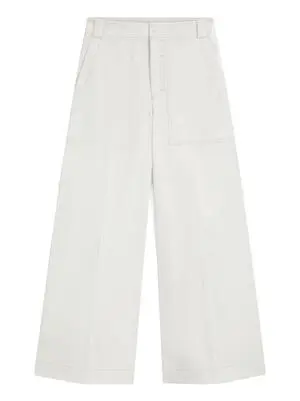 BOSS Relaxed-fit Cotton Canvas Trousers - White