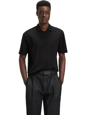 Hugo Polo Shirt In Mercerised Stretch-cotton Piqu - Black