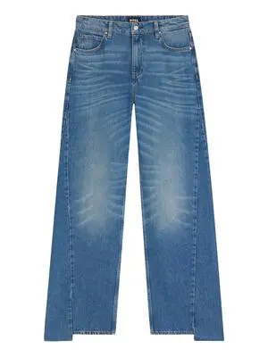 BOSS Relaxed-fit Jeans With Stepped Hems - Dark Blue