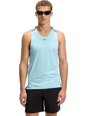BOSS Active Mesh-jersey Tank Top - Light Blue