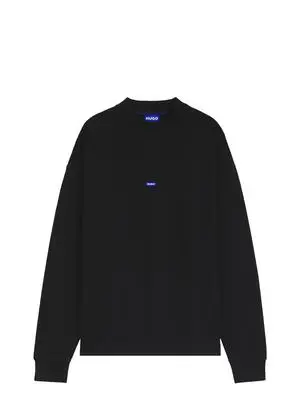 Hugo Cotton-terry Sweatshirt With Logo Patch Black