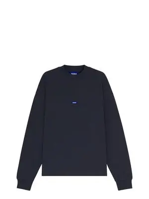 Hugo Cotton-terry Sweatshirt With Logo Patch - Dark Blue