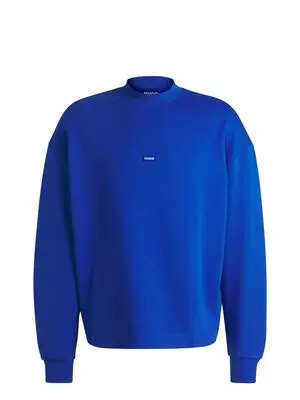 Hugo Cotton-terry Sweatshirt With Logo Patch Light Blue
