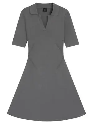 BOSS Knitted Skipper Collar Dress - Dark Grey