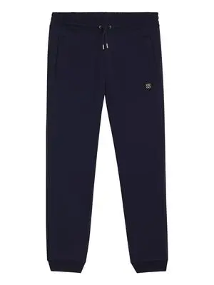 Hugo Stacked-logo Tracksuit Bottoms In A Cotton Blend - Dark Blue