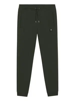 Hugo Stacked-logo Tracksuit Bottoms In A Cotton Blend - Dark Green