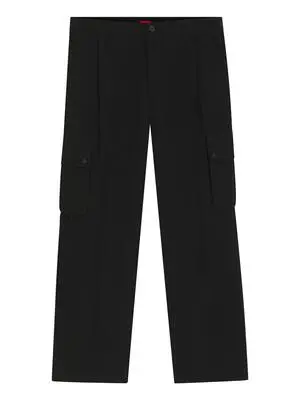 Hugo Slim-fit Mercerised Cotton Cargo Trousers - Black