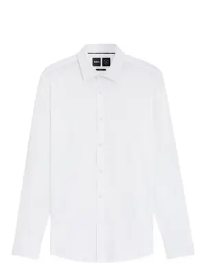 BOSS Slim-fit Shirt In Italian-made Performance-stretch Jersey - White