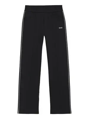 BOSS Straight-fit Tracksuit Bottoms With Contrast Piping And Logo - Black