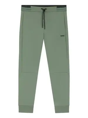 BOSS Stripe-detail Tracksuit Bottoms In A Cotton Blend - Light Green