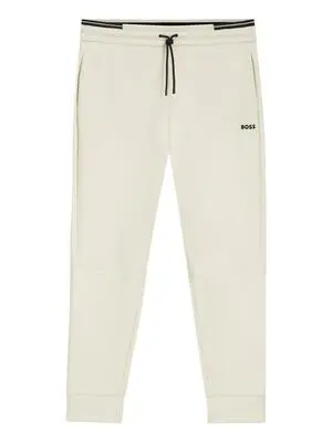 BOSS Stripe-detail Tracksuit Bottoms In A Cotton Blend - White