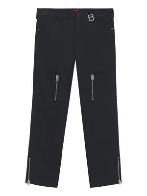 Hugo Relaxed-fit Herringbone Cotton Trousers - Black