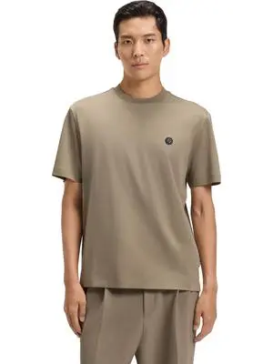 BOSS Mercerised-cotton T-shirt With Double B Monogram - Light Brown