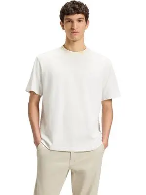 BOSS Patterned-collar T-shirt In Cotton Jersey - White