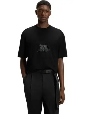Hugo Collegiate-artwork T-shirt In Cotton Jersey - Black