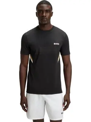 BOSS Active Piqué Slim-fit T-shirt With Moisture Management - Black