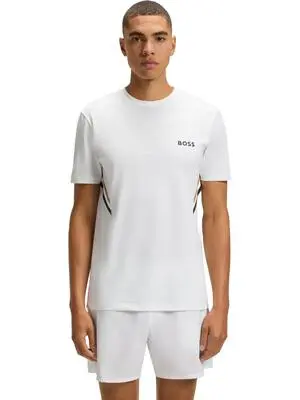 BOSS Active Piqué Slim-fit T-shirt With Moisture Management - White