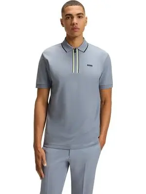 BOSS Quick-dry Polo Shirt In Stretch Cotton - Dark Grey