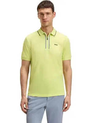 BOSS Quick-dry Polo Shirt In Stretch Cotton - Light Green