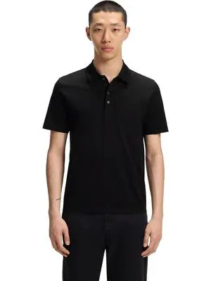 Hugo Mercerised-cotton Slim-fit Polo Shirt With Four-button Placket - Black