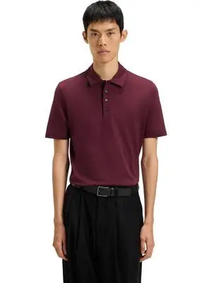 Hugo Mercerised-cotton Slim-fit Polo Shirt With Four-button Placket - Dark Red