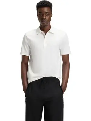 Hugo Mercerised-cotton Slim-fit Polo Shirt With Four-button Placket - White
