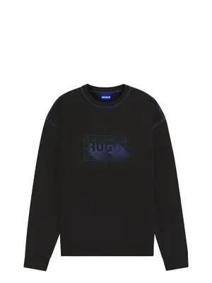 Hugo Cotton Terry Sweatshirt With Logo Artwork - Black