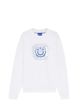 Hugo Cotton Terry Sweatshirt With Logo Artwork White