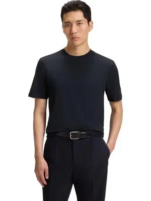 BOSS Ribbed-collar T-shirt In Cotton Jersey - Dark Blue