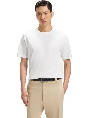 BOSS Ribbed-collar T-shirt In Cotton Jersey - White