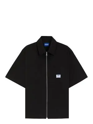 Hugo Oversized Fit Shirt In Cotton Twill - Black
