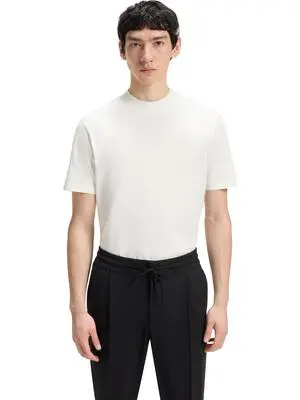 Hugo Stand-collar Slim-fit T-shirt In Stretch Cotton - White