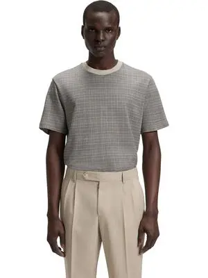 BOSS Grid-pattern T-shirt In Mercerised Cotton - Patterned