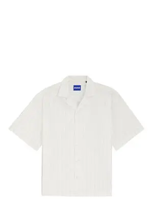 Hugo Printed Relaxed-fit Shirt In Cotton Poplin - White