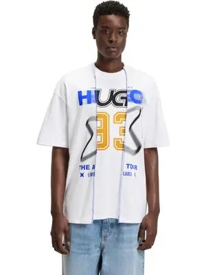 Hugo Layered-effect T-shirt In Cotton Jersey - White