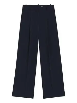 BOSS Pinstripe Wide-leg Trousers - Dark Blue