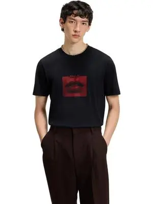 Hugo Lip-artwork T-shirt In Cotton Jersey - Black