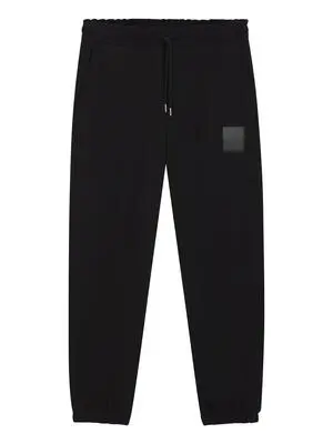 Hugo Split-logo Tracksuit Bottoms In Cotton Terry - Black