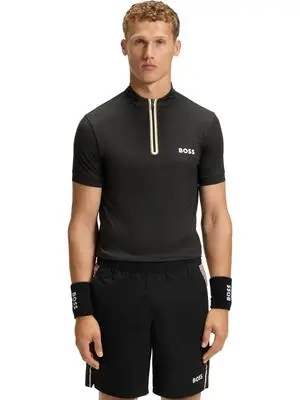 BOSS Stretch-mesh Slim-fit Polo Shirt - Black
