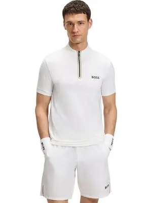 BOSS Stretch-mesh Slim-fit Polo Shirt - White