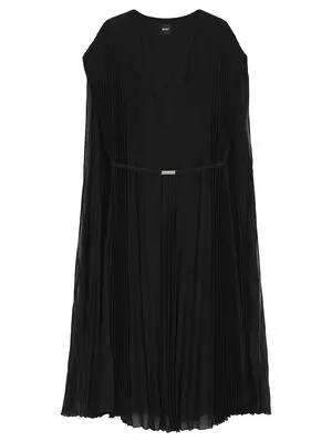 BOSS Belted Crinkle Chiffon Dress - Black