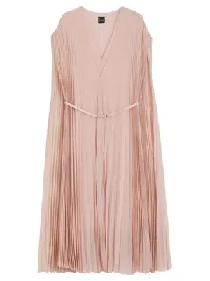 BOSS Belted Crinkle Chiffon Dress - Light Pink