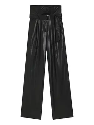 BOSS Straight-fit Faux Leather Trousers - Black