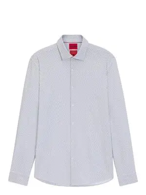 Hugo Printed Slim-fit Shirt In Performance-stretch Jersey - White
