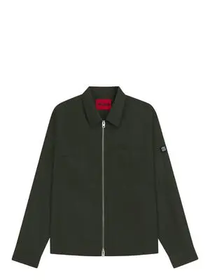 Hugo Oversized-fit Shirt In Water-repellent Canvas - Dark Green