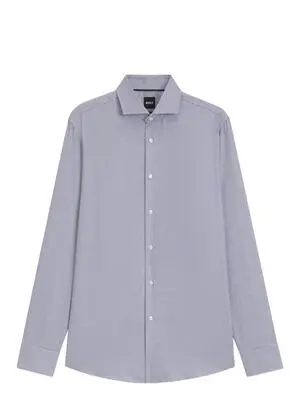 BOSS Slim-fit Shirt In Structured Cotton Light Blue