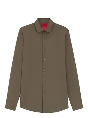 Hugo Slim-fit Shirt In Stretch Twill Grey