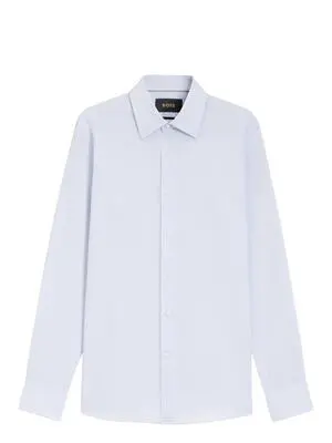 BOSS Slim-fit Shirt In Italian-made Structured Cotton Light Blue